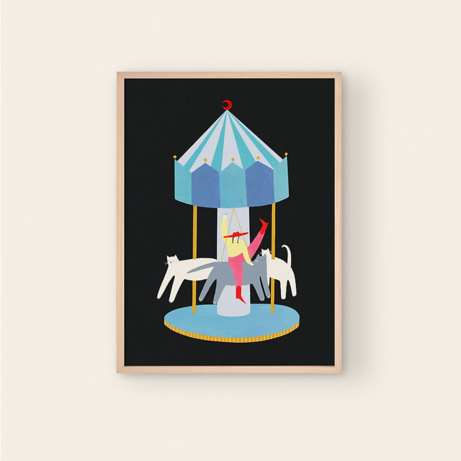 Cat Carousel Art Print – Secret Planet Print Shop